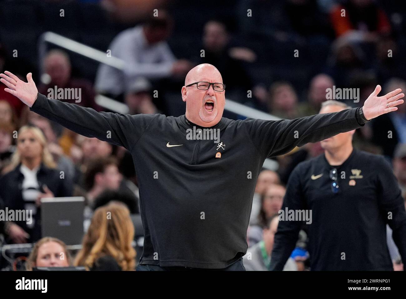 Wake Forest head coach Steve Forbes reacts during the second half of an ...