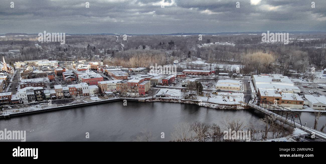 The city covered in a thick layer of snow: Allegan Stock Photo - Alamy