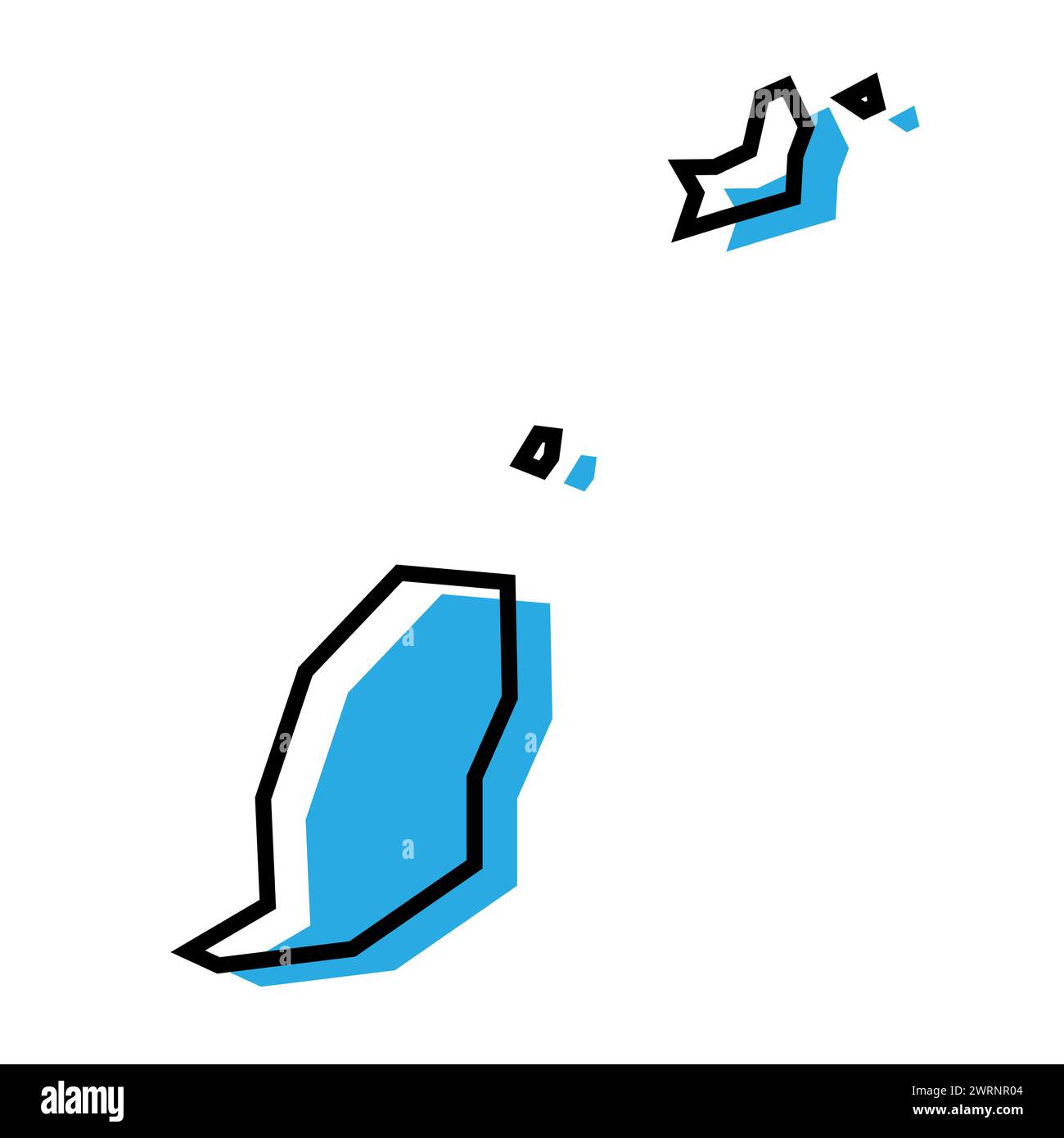 Grenada country simplified map. Blue silhouette with thick black ...