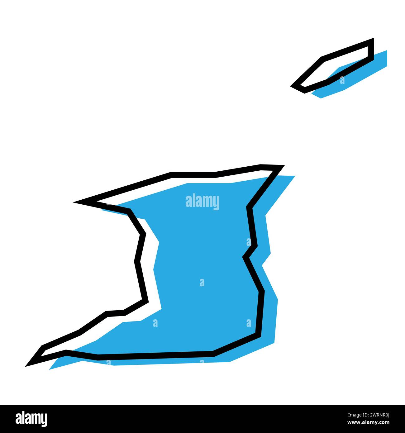 undefinedTrinidad and Tobago country simplified map. Blue silhouette ...