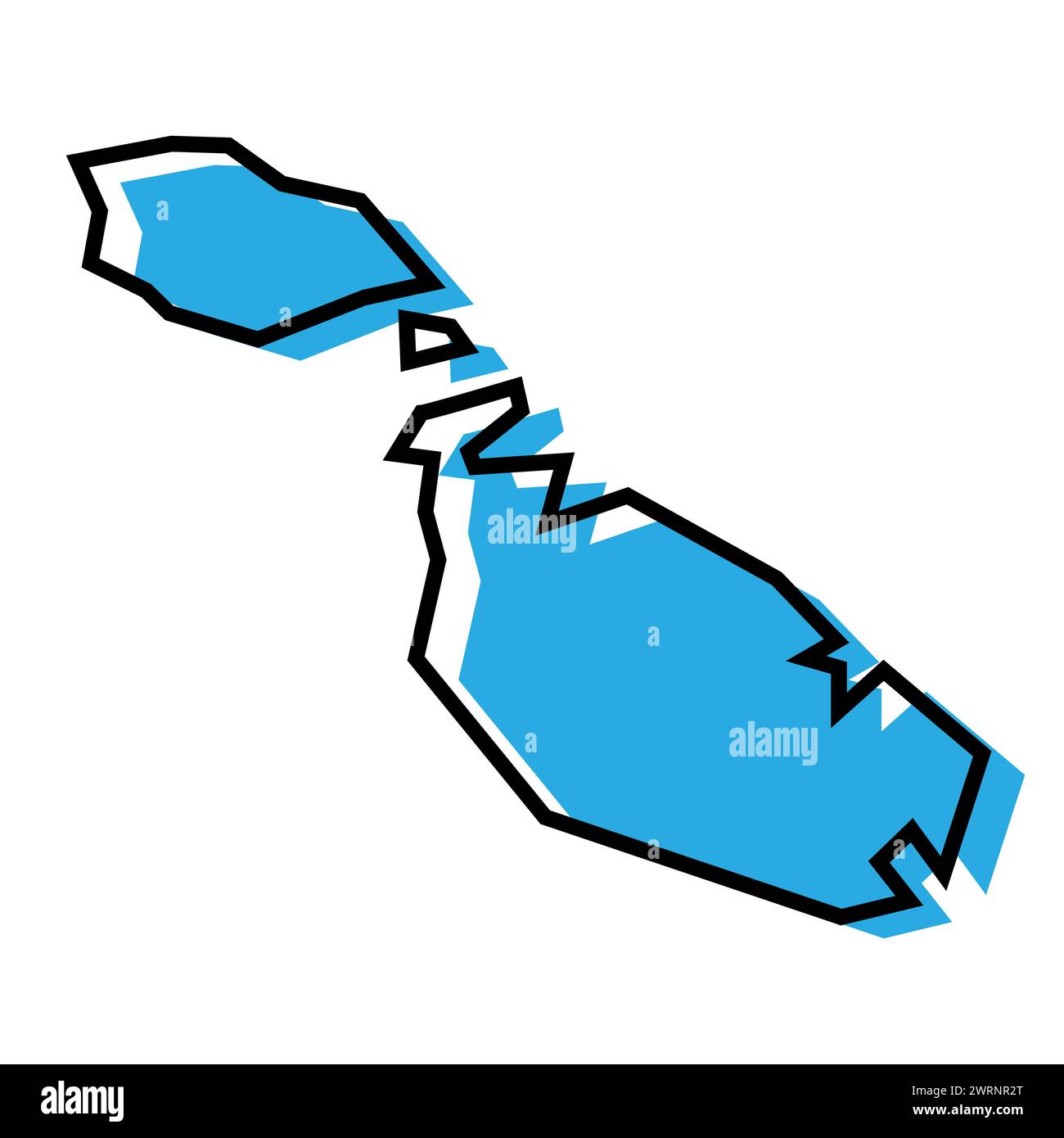 Malta country simplified map. Blue silhouette with thick black contour ...