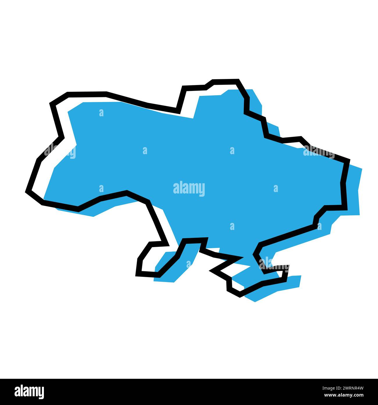Ukraine country simplified map. Blue silhouette with thick black ...