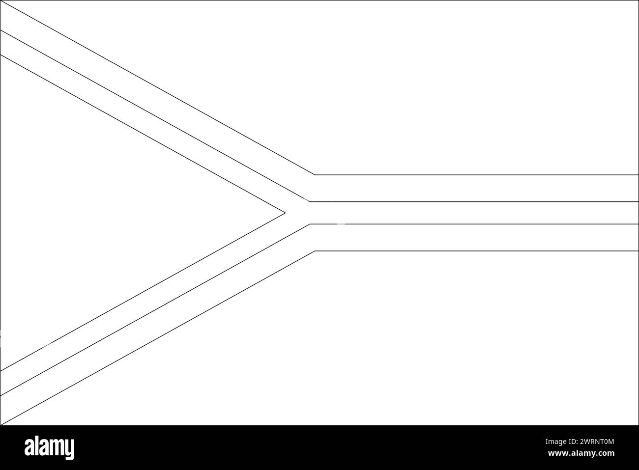 Vanuatu flag - thin black vector outline wireframe isolated on white ...