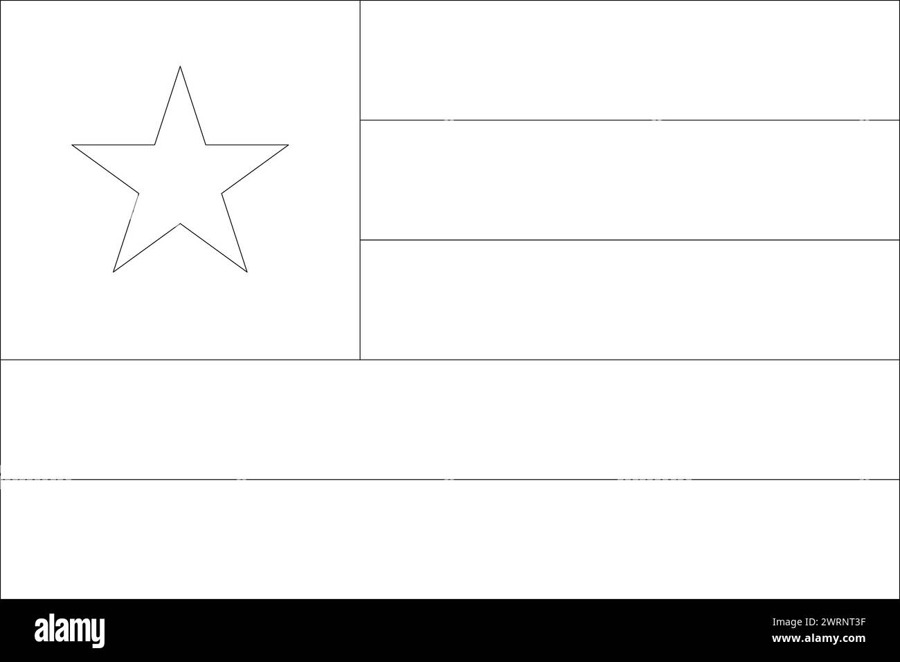 Togo flag - thin black vector outline wireframe isolated on white ...