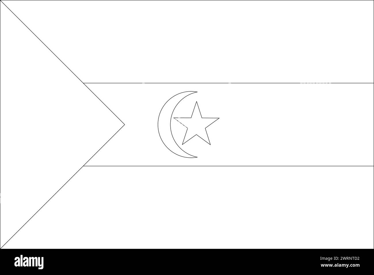 Sahrawi Arab Democratic Republic flag - thin black vector outline ...