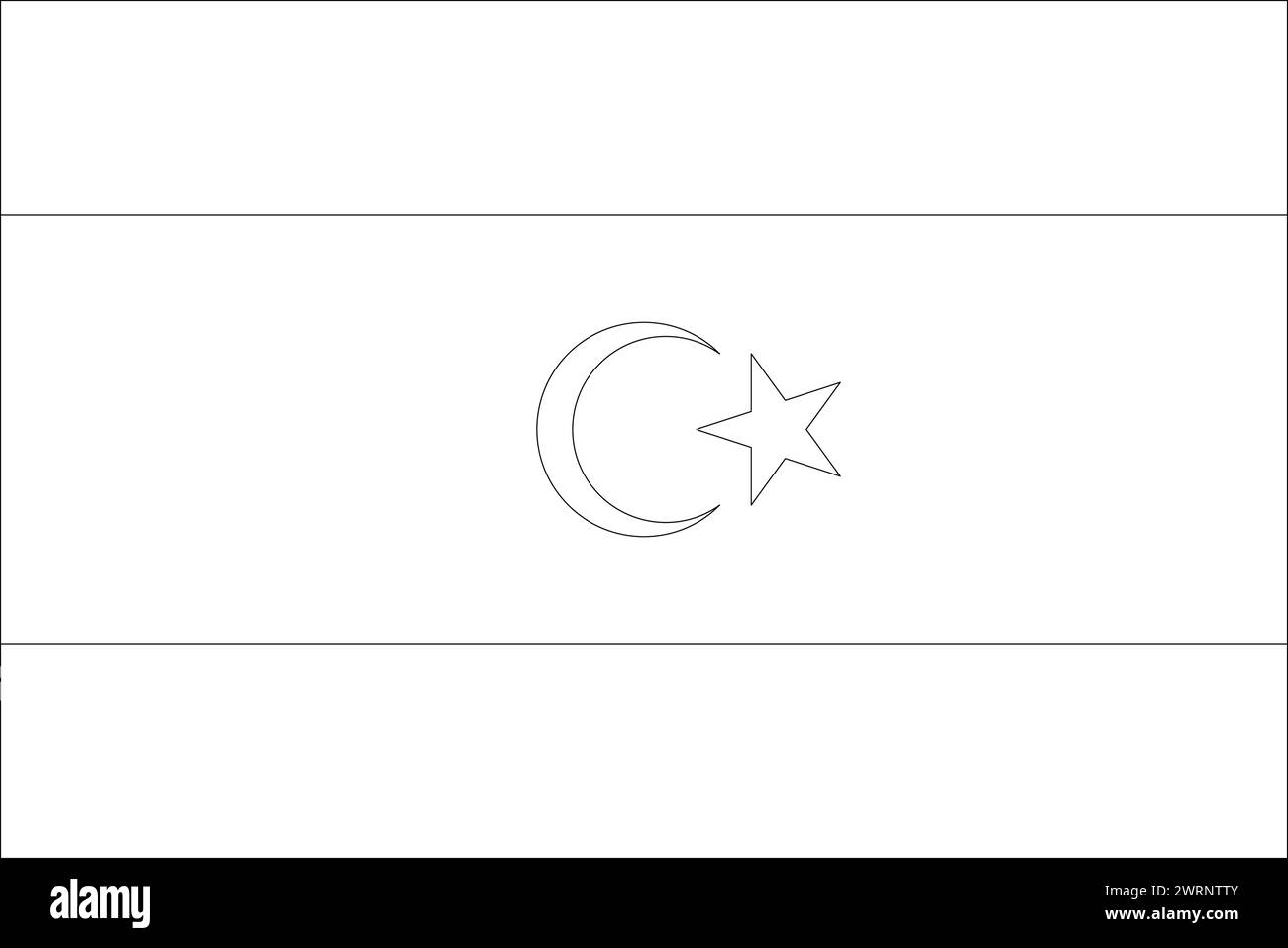 Libya flag - thin black vector outline wireframe isolated on white ...