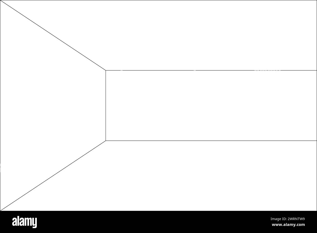 Kuwait flag - thin black vector outline wireframe isolated on white ...