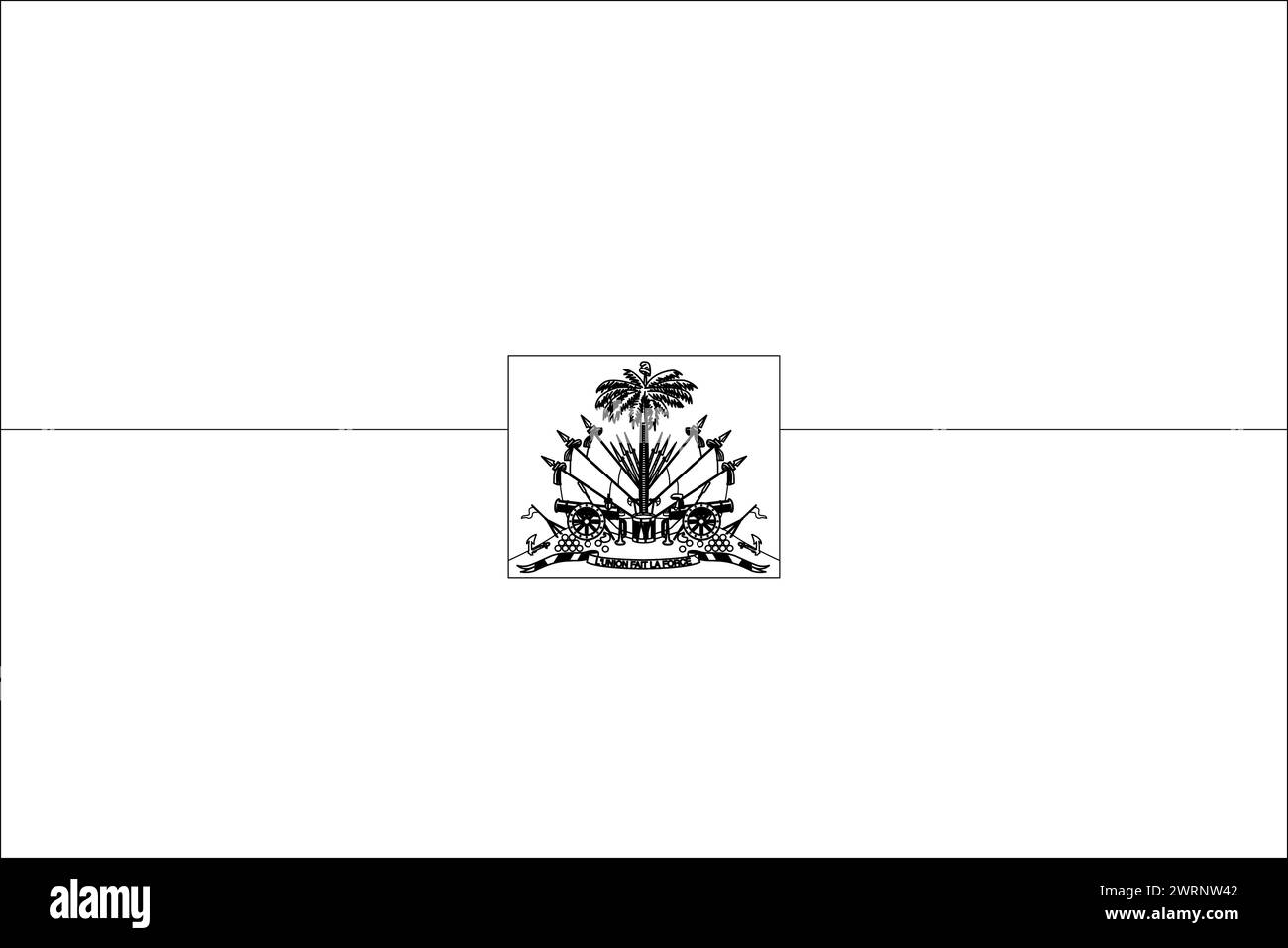 Haiti flag - thin black vector outline wireframe isolated on white ...