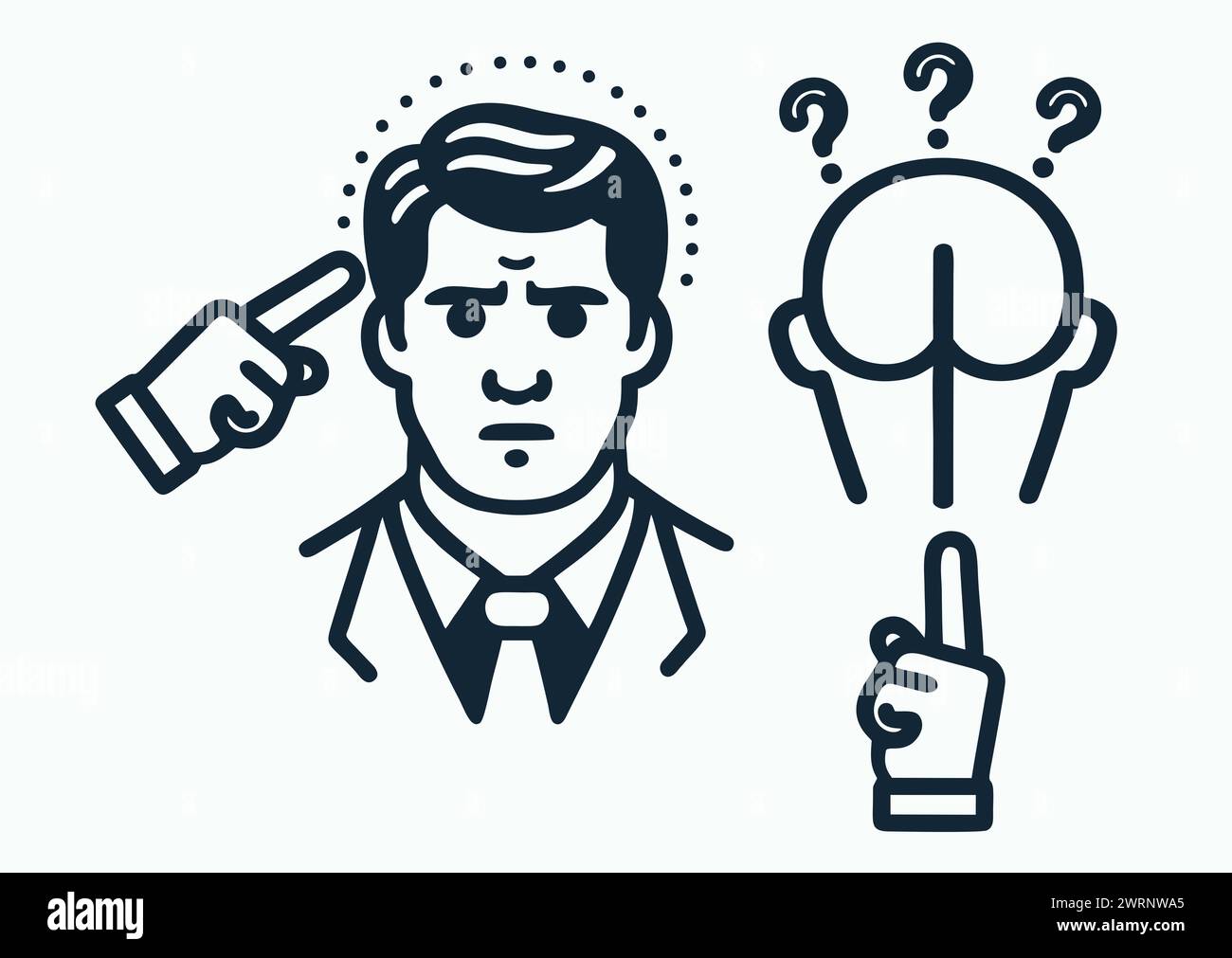Think with your head. A pointing pictogram designed to remind people to ...