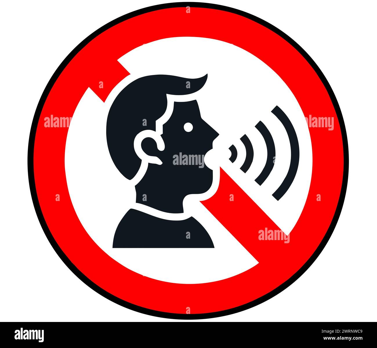 Prohibition sign - It is forbidden to speak loudly. Stop talking sign ...