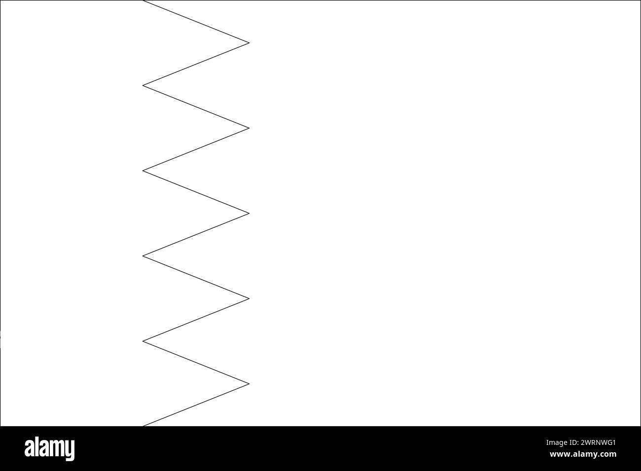 Bahrain flag - thin black vector outline wireframe isolated on white ...