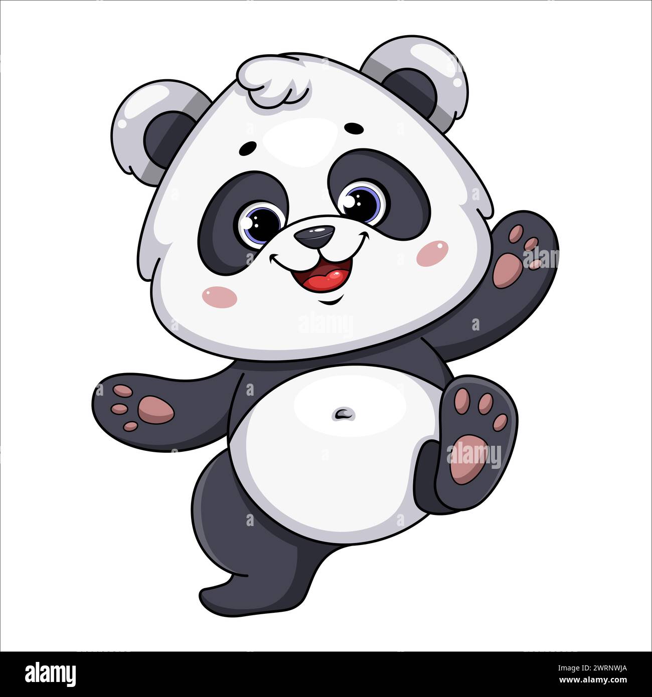 Cute panda. Funny cartoon character. Stock vector illustration on white ...