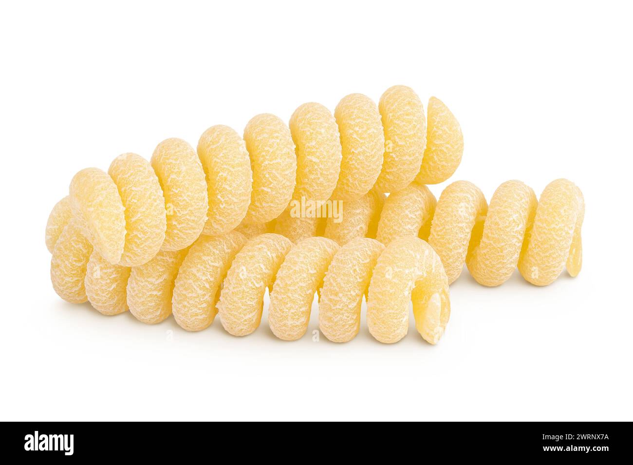 Italian spiral shaped pasta, Fusilli bucati macaroni, isolated on white ...