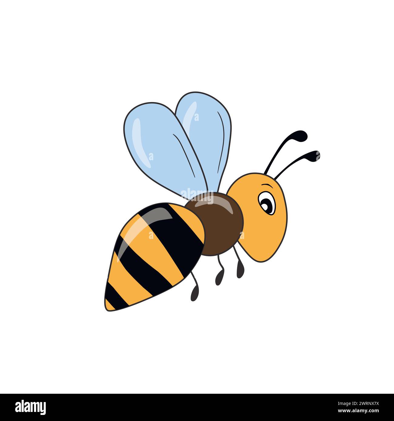 Cartoon bee mascot. A small bees flies. Wasp collection. Vector ...