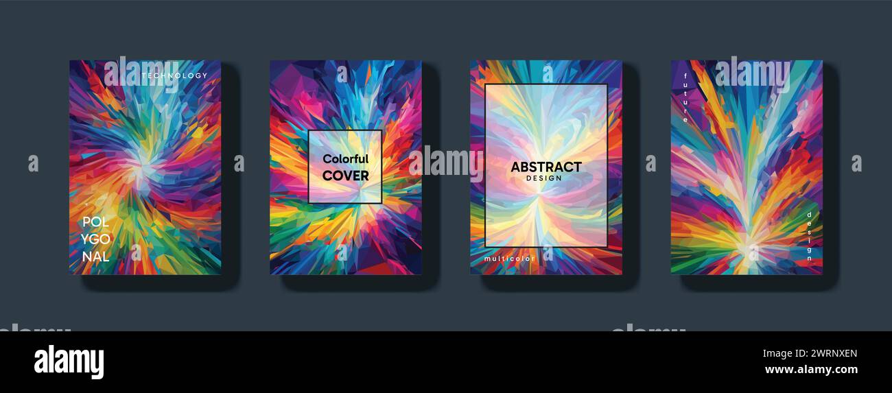 Low poly vertical abstract colorful flyers, collections of A4 size ...