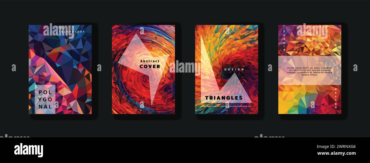 Low poly vertical abstract colorful flyers, collections of A4 size ...