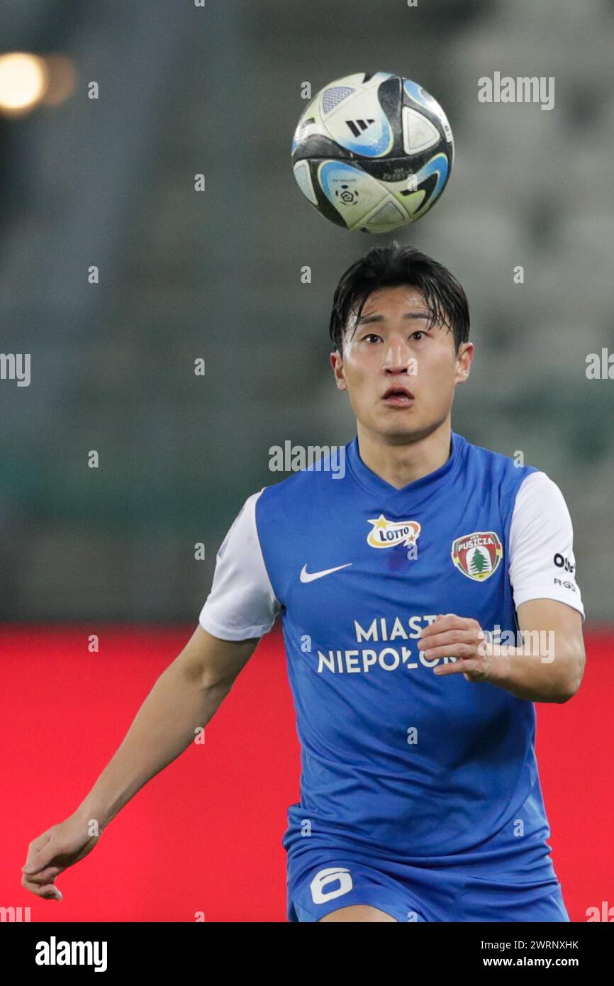 Krakow, Poland. 09th Mar, 2024. Lee Jin-Hyun of Puszcza Niepolomice seen in action during Polish ...