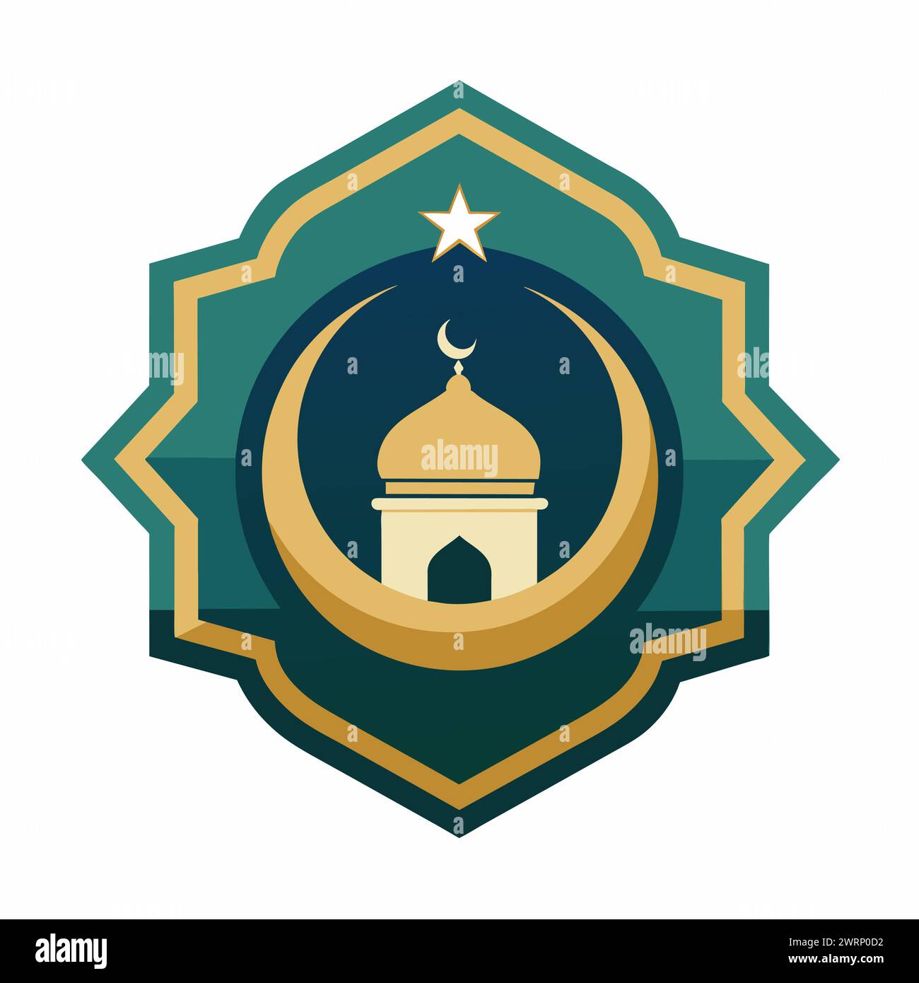 Detailed, symmetrical vector illustration reflecting Islamic artistry ...