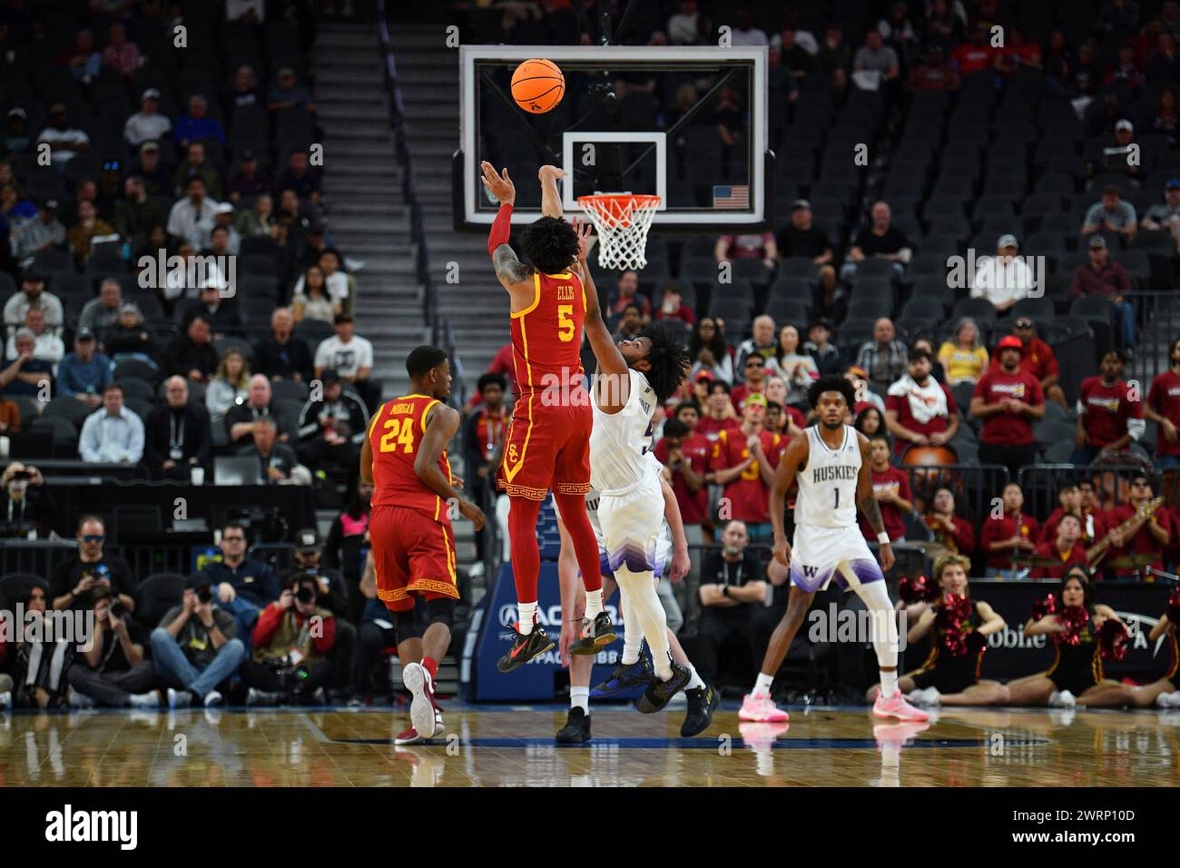 LAS VEGAS, NV - MARCH 13: USC Trojans guard Boogie Ellis (5) shoots a ...