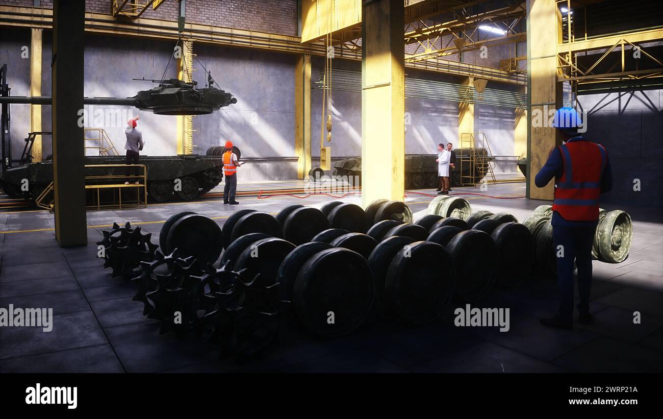 Production of military russian battle tank T 90 at the factory ...