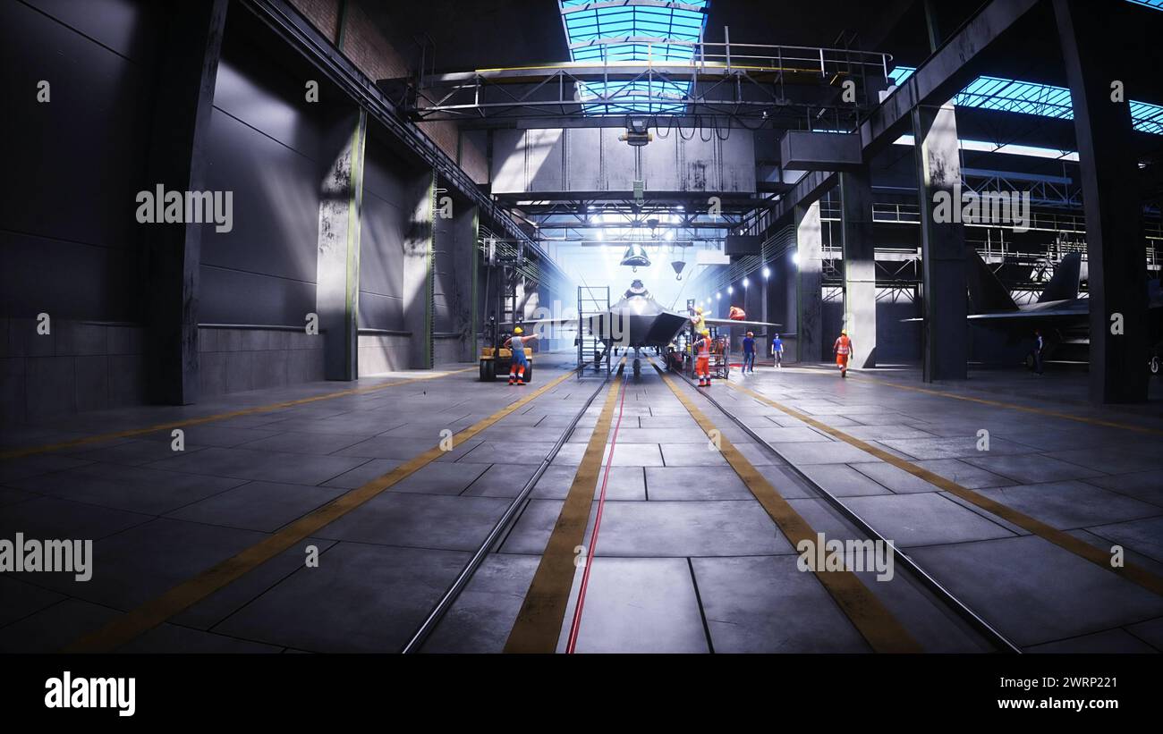 Production of military fighter jet f 22 raptor at the factory. Military ...