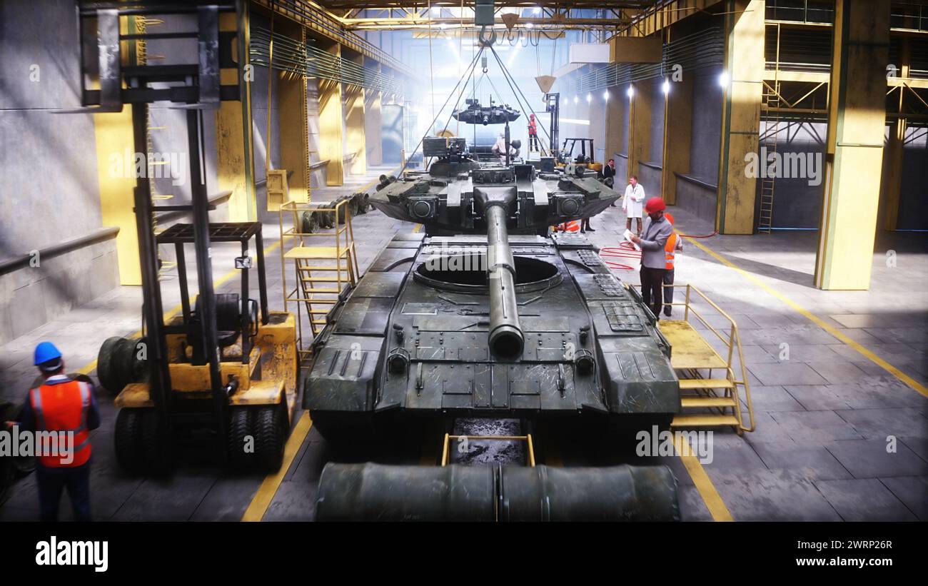 Production of military russian battle tank T 90 at the factory ...