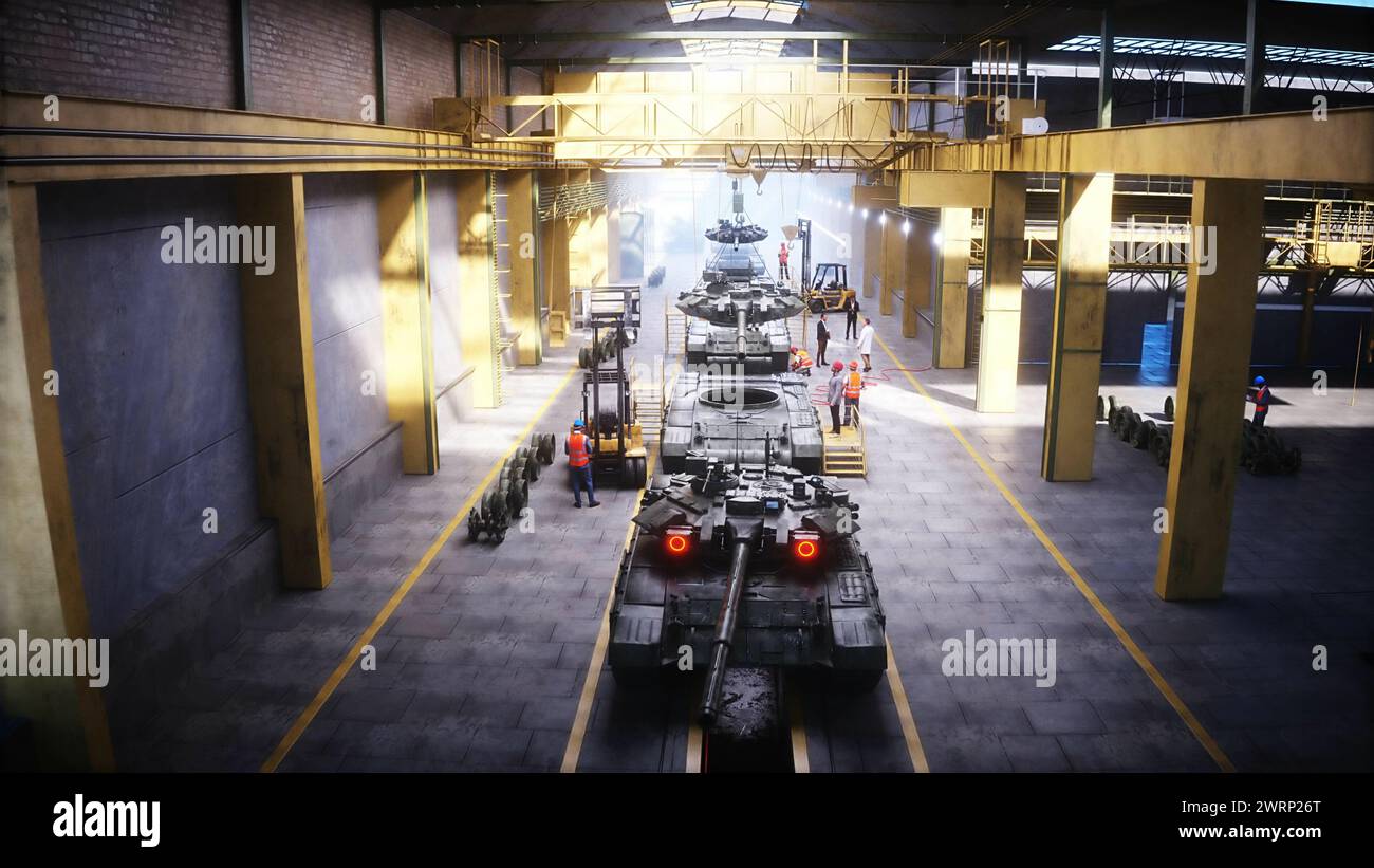 Production of military russian battle tank T 90 at the factory ...