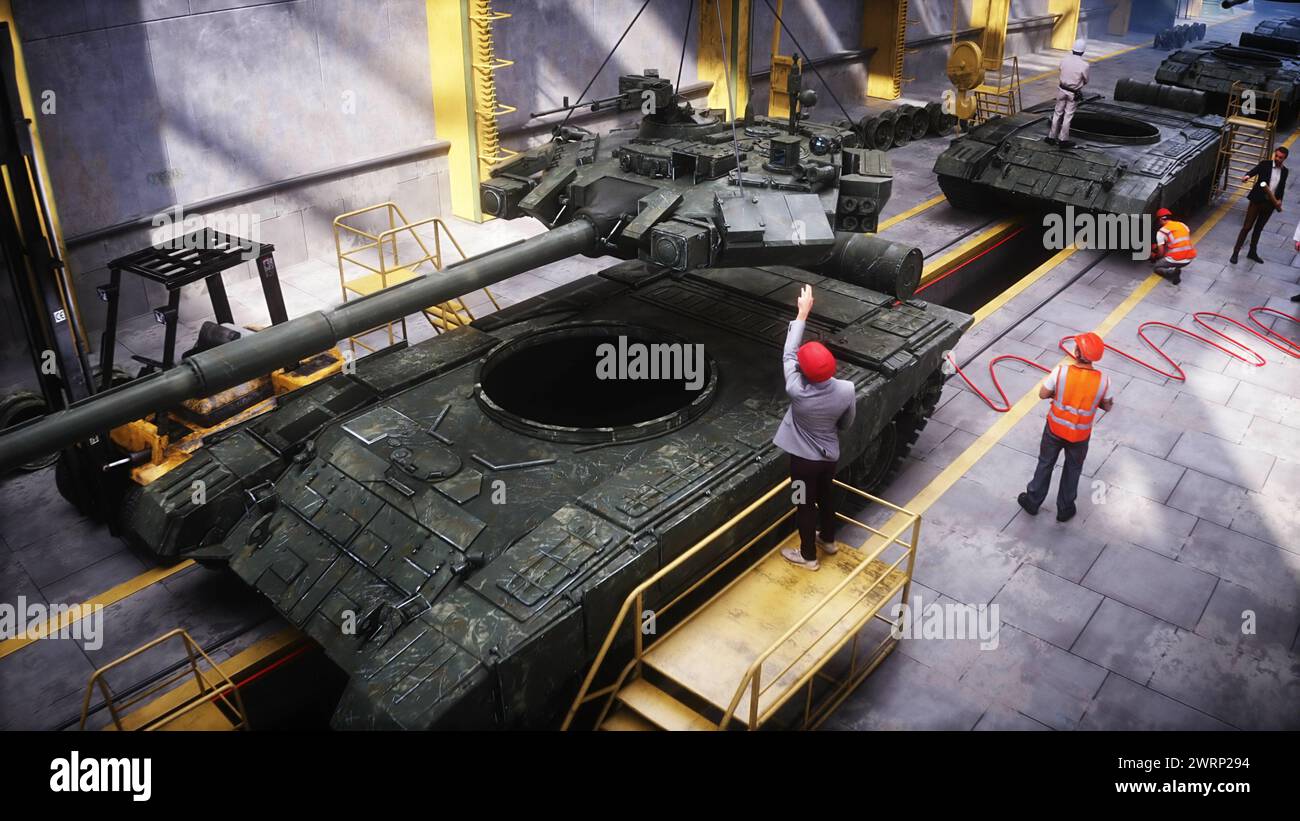 Production of military russian battle tank T 90 at the factory ...