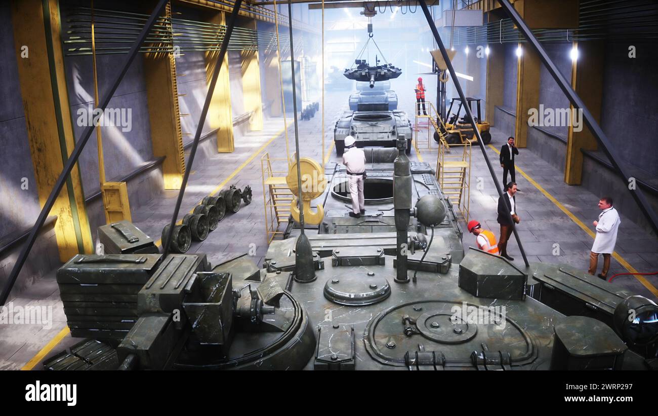 Production of military russian battle tank T 90 at the factory ...