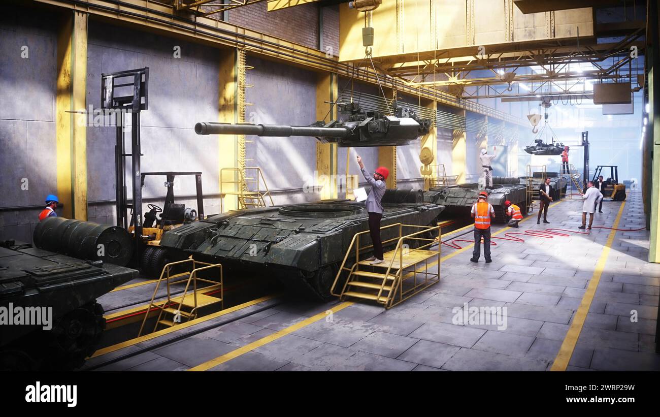 Production of military russian battle tank T 90 at the factory ...