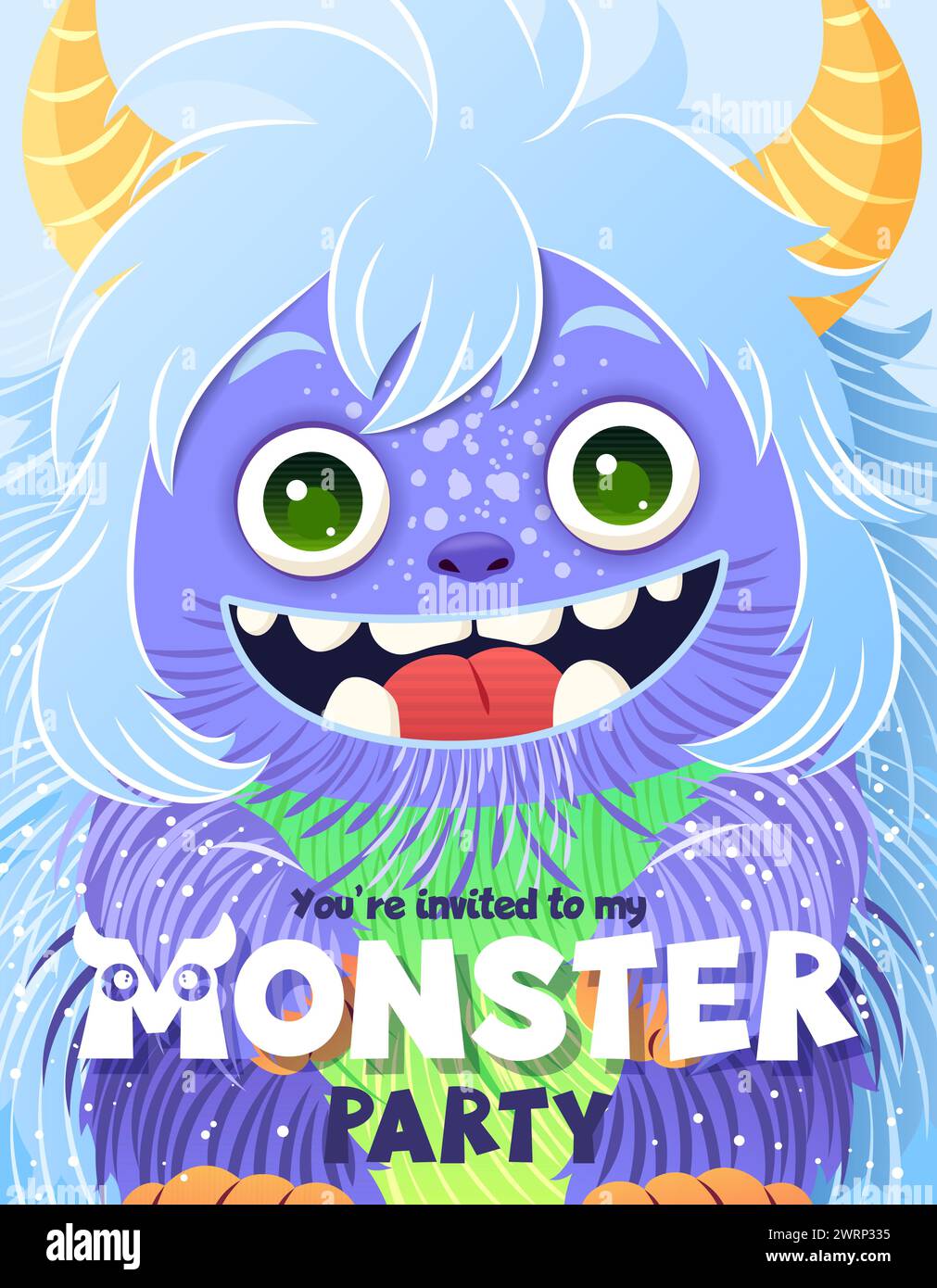 Monster party invitation. Happy Birthday greeting card Stock Vector ...