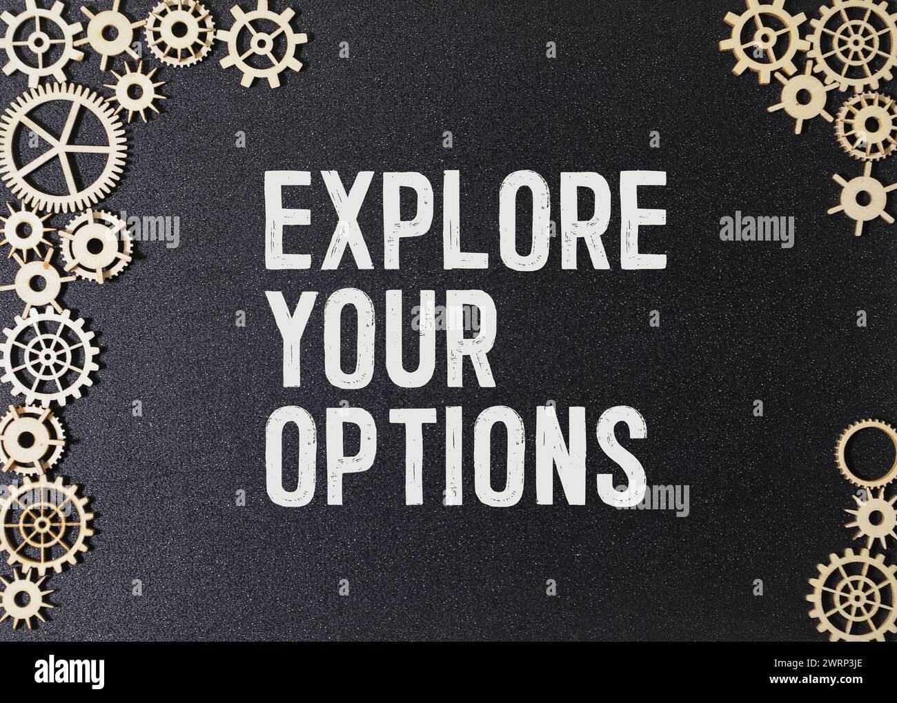 explore your options on blackboard background Stock Photo - Alamy