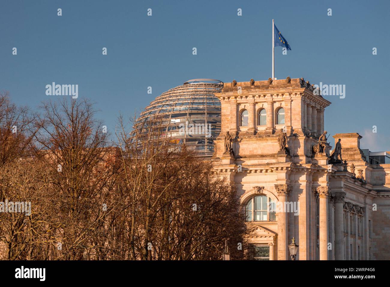 Exterior view of the Reichstag, a historic building in Berlin which ...