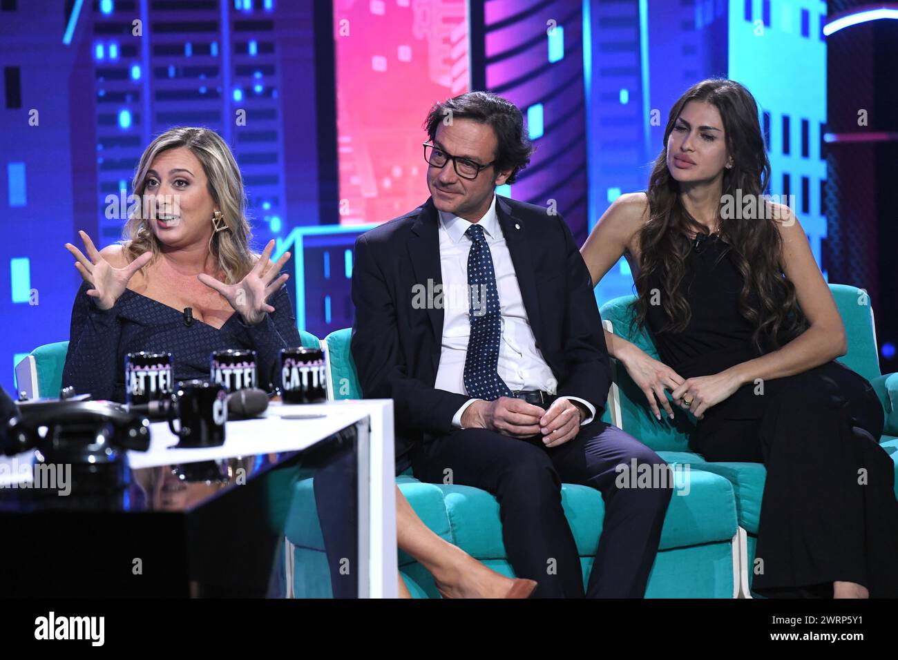 Milan, Italy. 13th Mar, 2024. Milan, TV broadcast “Stasera c'è Cattelan ...