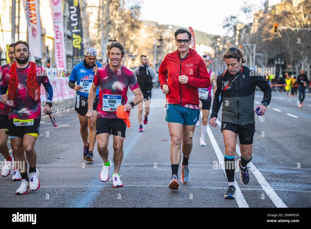 Salvador Illa participating in the Barcelona Marathon in 2024 Stock ...