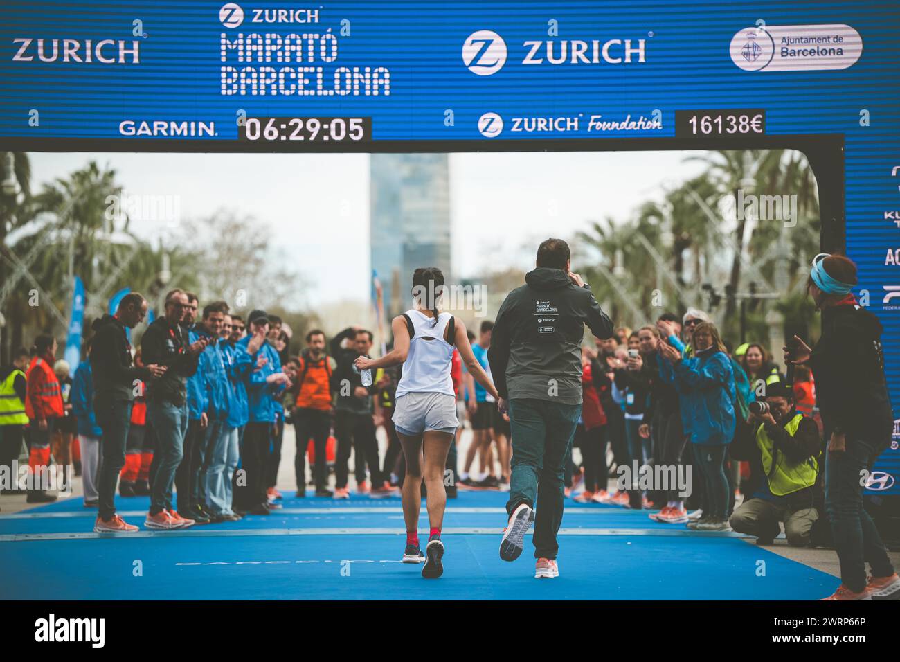 Finish line in the Barcelona Marathon in 2024 Stock Photo - Alamy