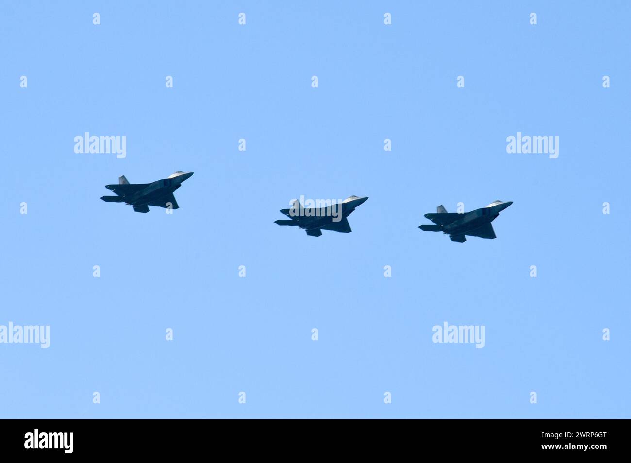 F-22 Raptors, operated by the 199th and 19th Fighter Squadrons, return ...