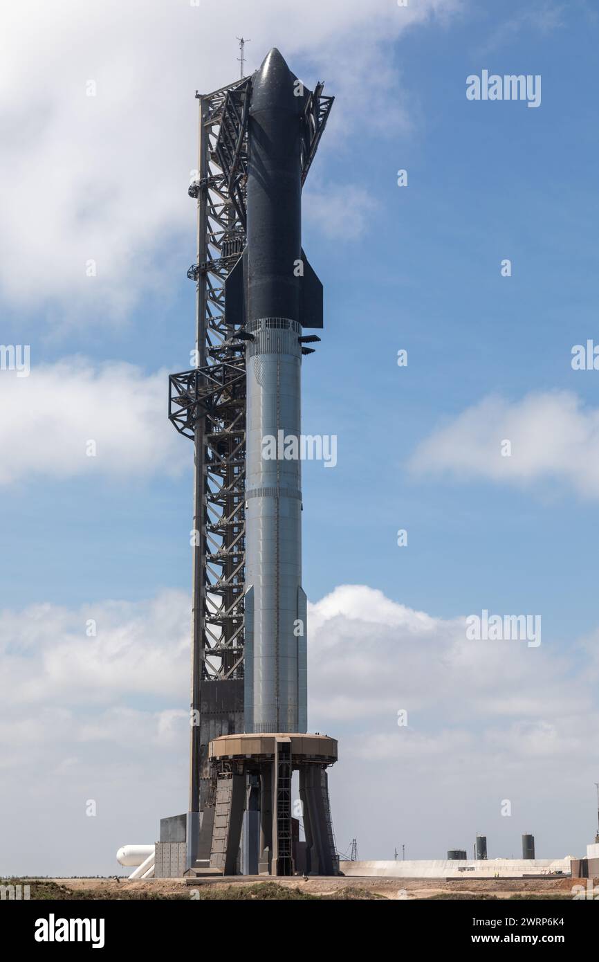 Boca Chica, USA. 13th Mar, 2024. Mid afternoon photos of Starship S28 ...
