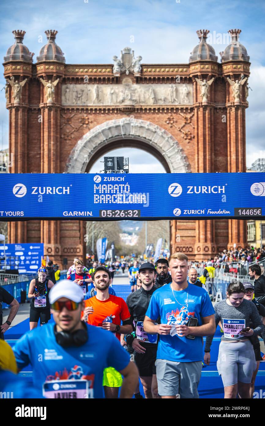 Finish line in the Barcelona Marathon in 2024 Stock Photo - Alamy