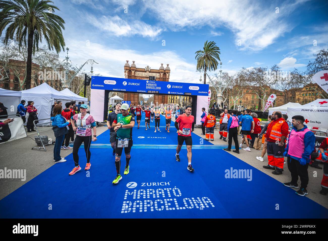 Finish line in the Barcelona Marathon in 2024 Stock Photo - Alamy