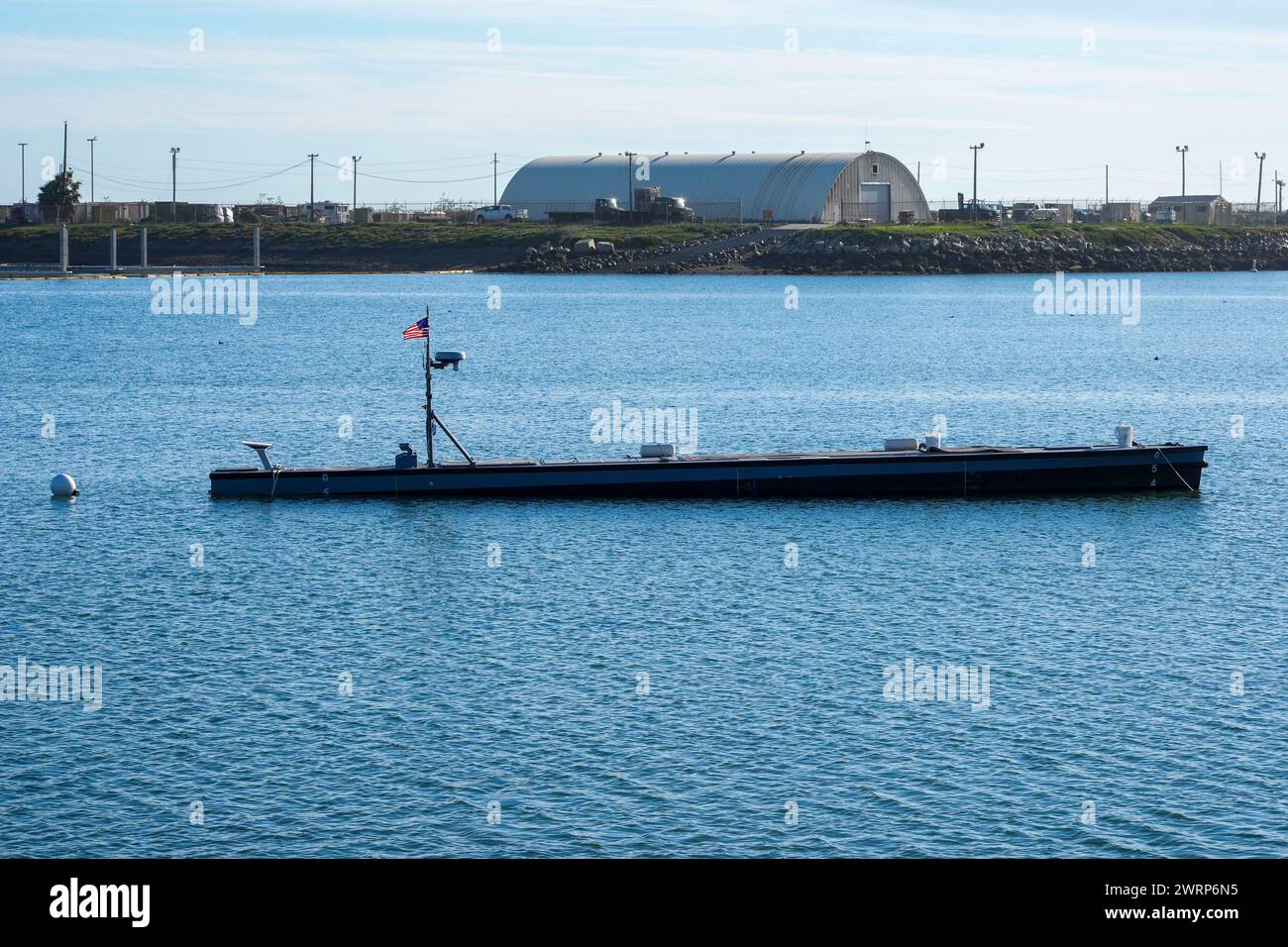 An Autonomous Low-Profile Vessel stands by at the Del Mar Boat Basin as ...