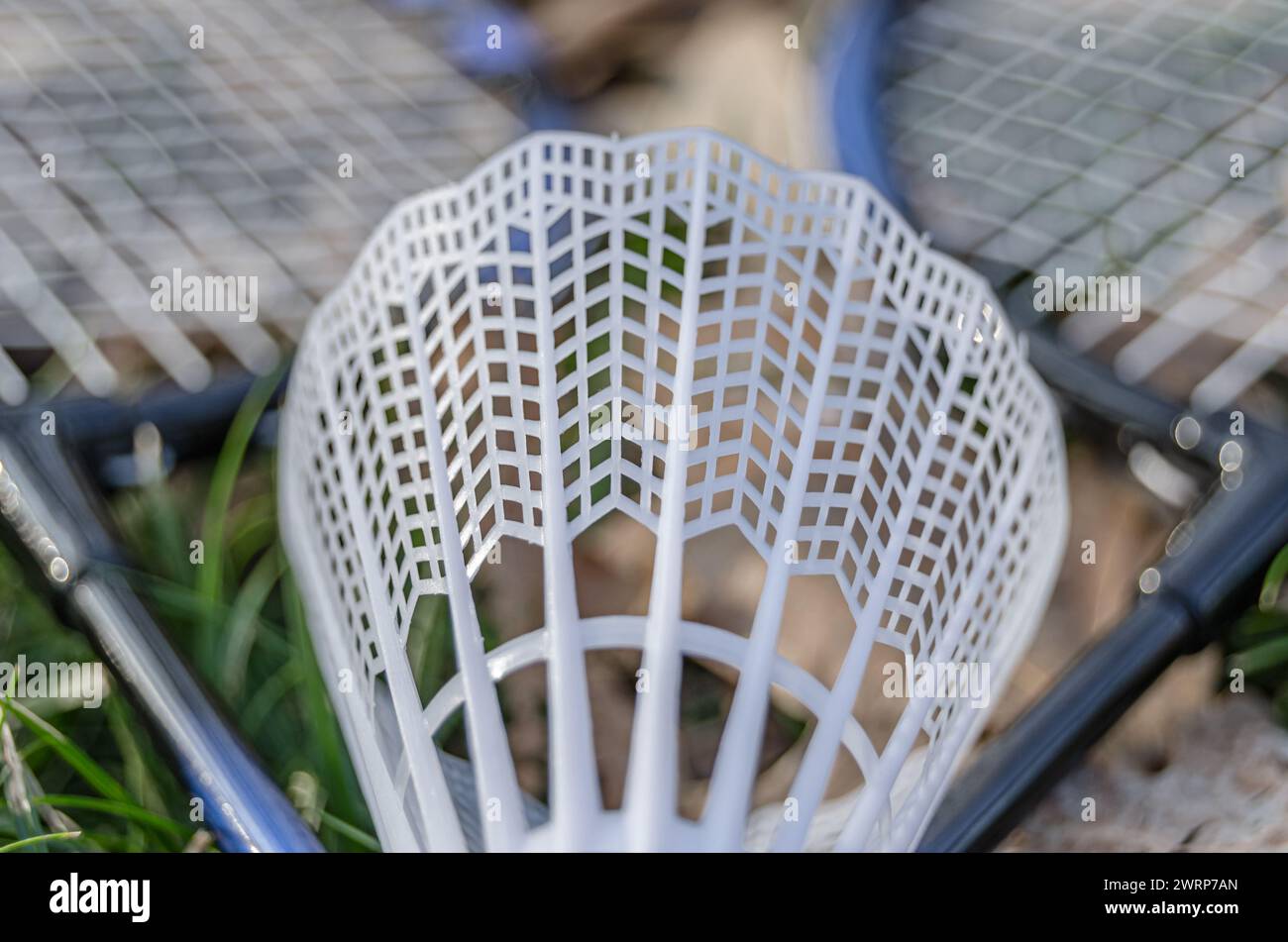 Badminton racket and shuttlecock detail Stock Photo - Alamy