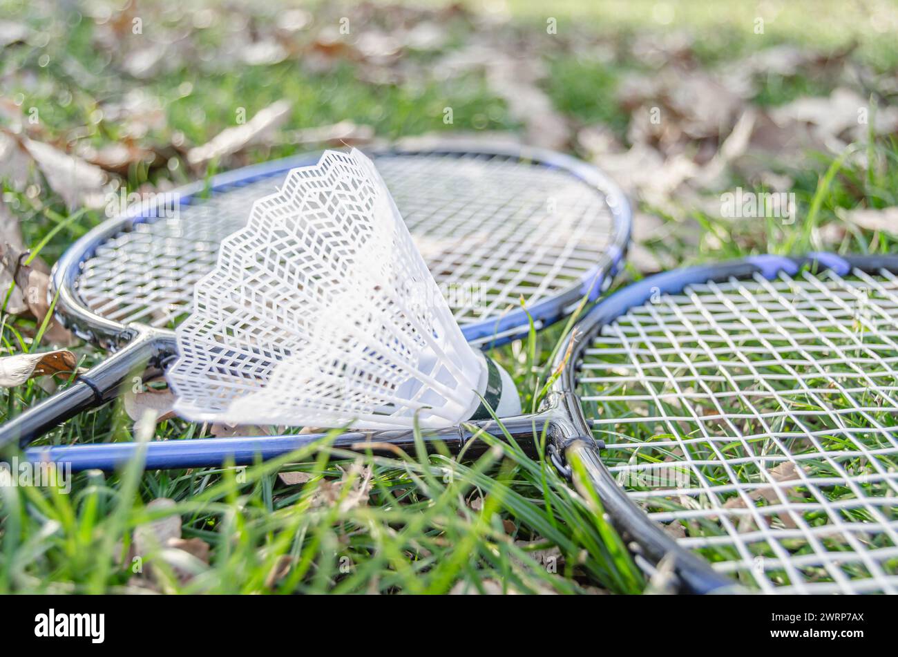 Badminton racket and shuttlecock detail Stock Photo - Alamy