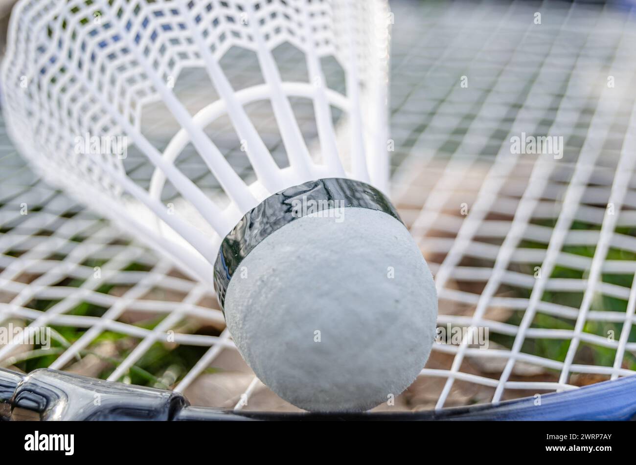 Badminton racket and shuttlecock detail Stock Photo - Alamy