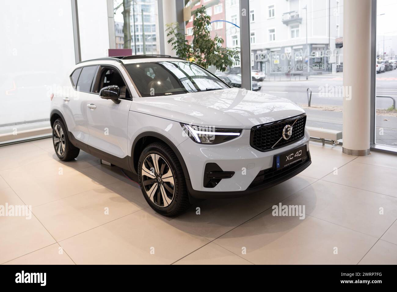 new white Volvo XC40 subcompact luxury electric SUV produced by Swedish ...