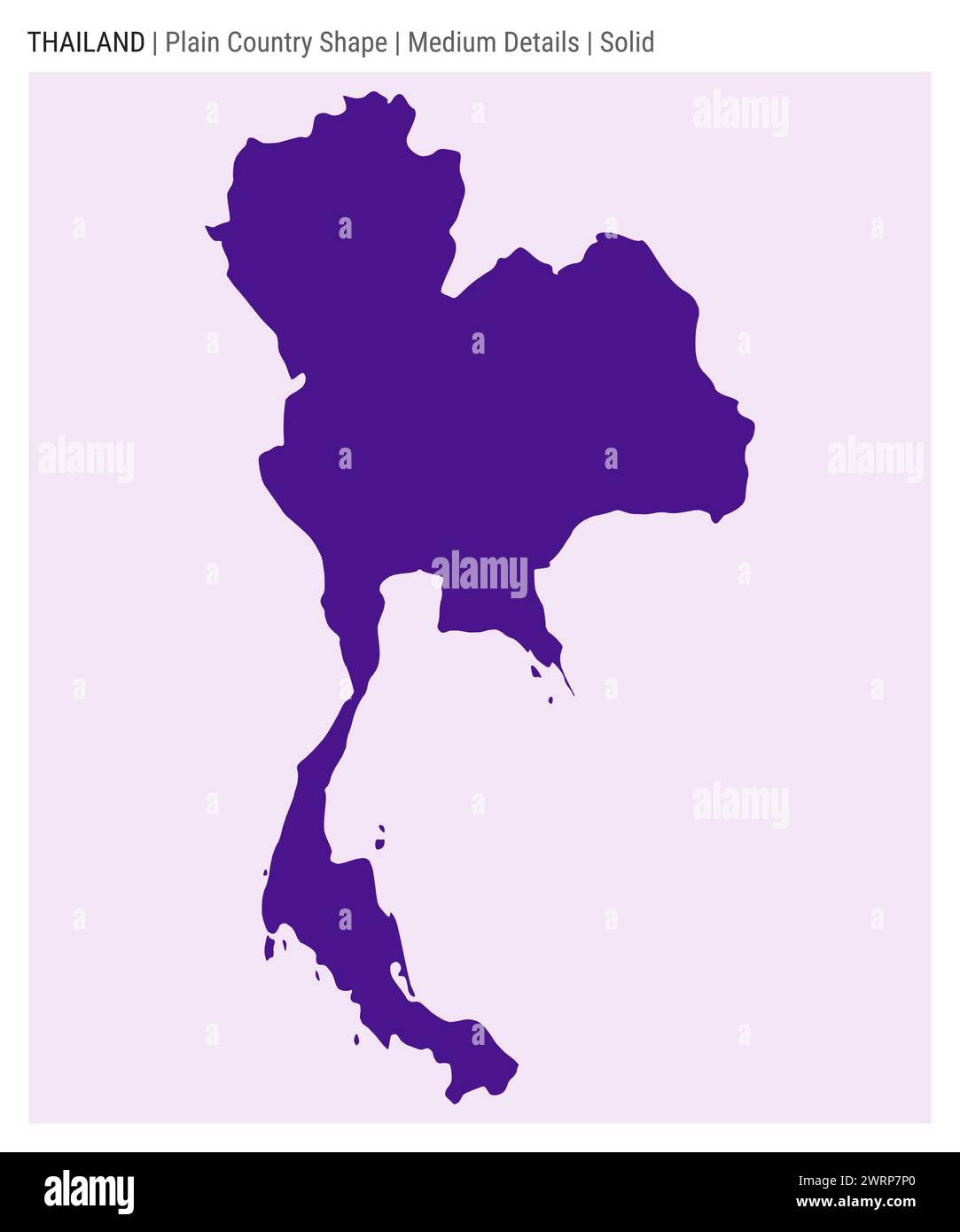 Thailand plain country map. Medium details. Solid style. Shape of ...