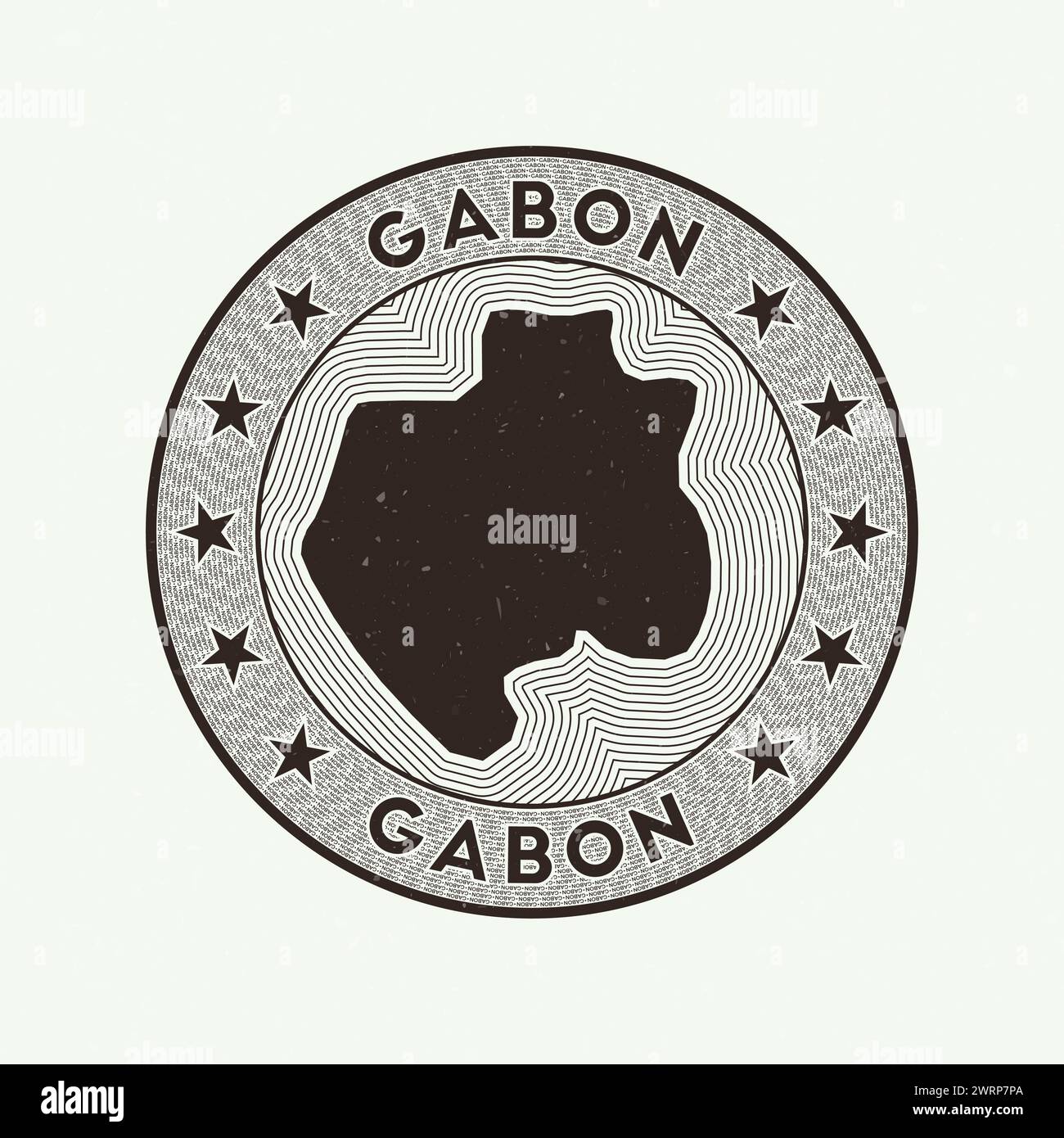 Gabon round badge vector. Country round stamp with shape of Gabon ...