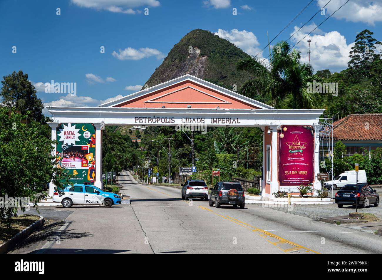 Petropolis imperial city gate entrance on Ayrton Senna avenue while ...