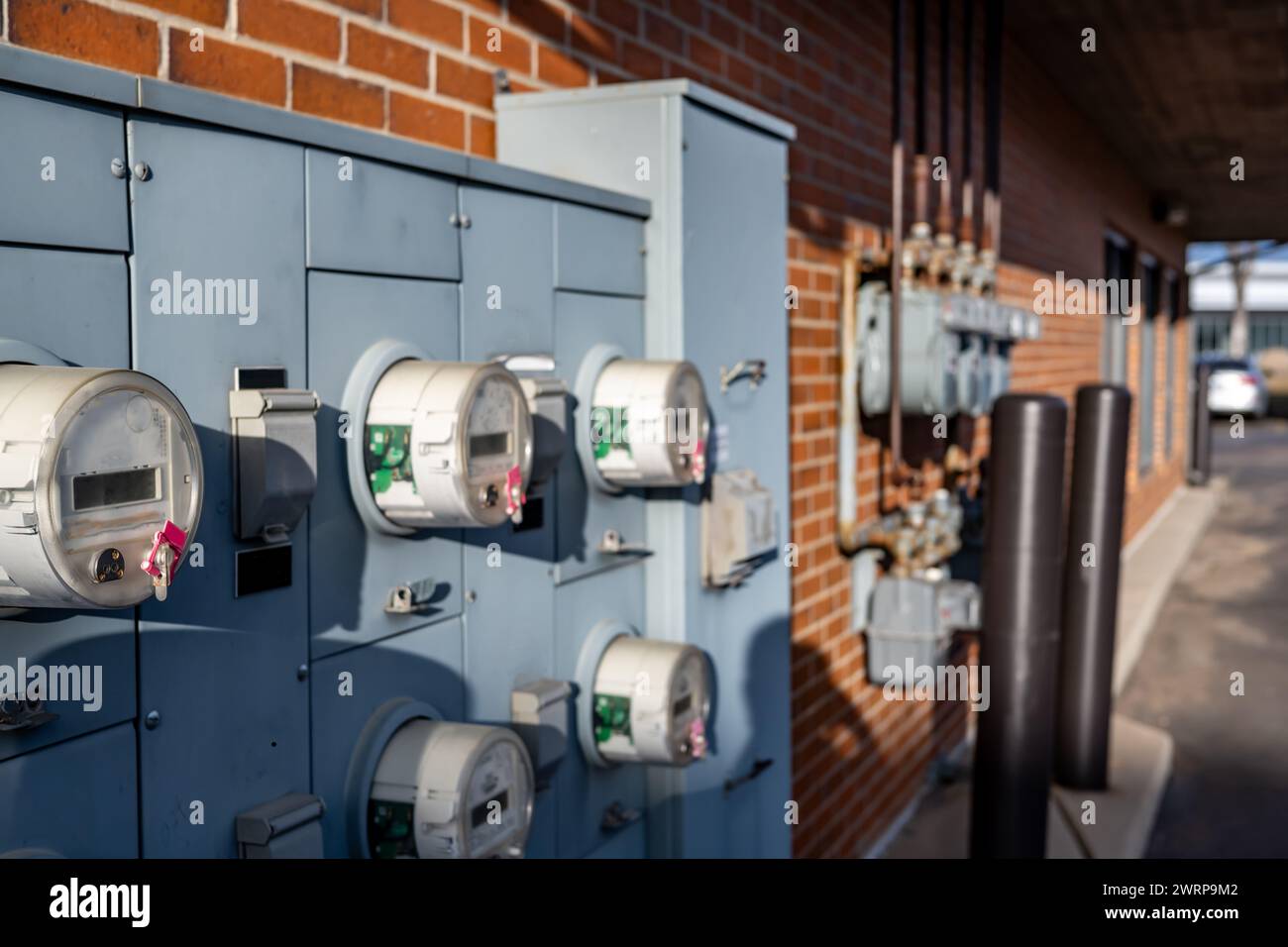Multiple electric utility meters hi-res stock photography and images - Alamy