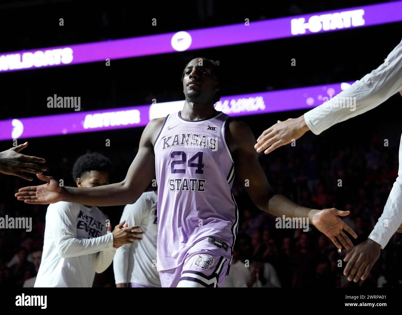 MAR 13 2024: Kansas State Wildcats forward Arthur Kaluma (24) is ...